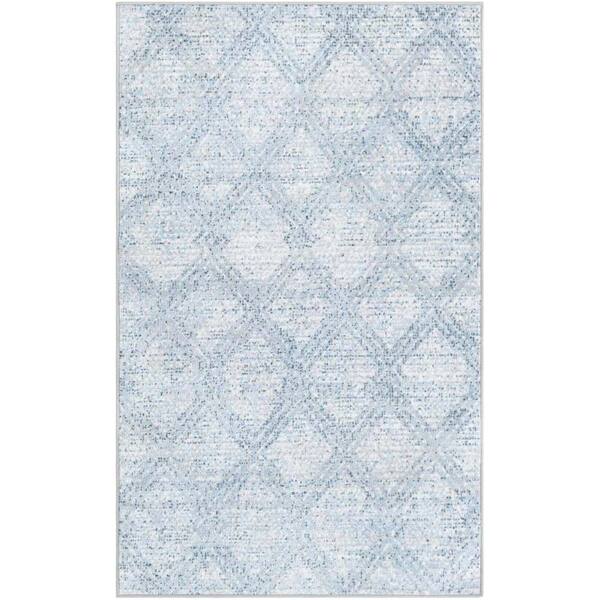 Unique Loom Kamala Washable Modern Trellis Blue 3 ft. 3 in. x 5 ft. 3 ...