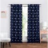 lala + bash Navy Jacquard Thermal Blackout Curtain - 38 in. W x 84 in ...