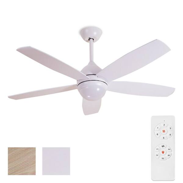 BOEKA ARCTURUS 52 in. Matte White Indoor Outdoor Lighting Ceiling Fan ...