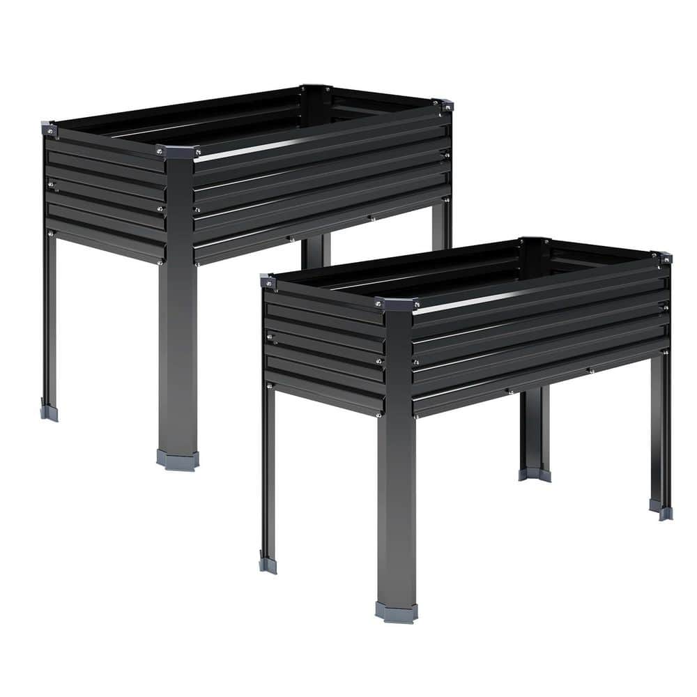 SenQWFa 2-Pieces 48 in. x 18 in. x 30 in. Black Galvanized Steel ...