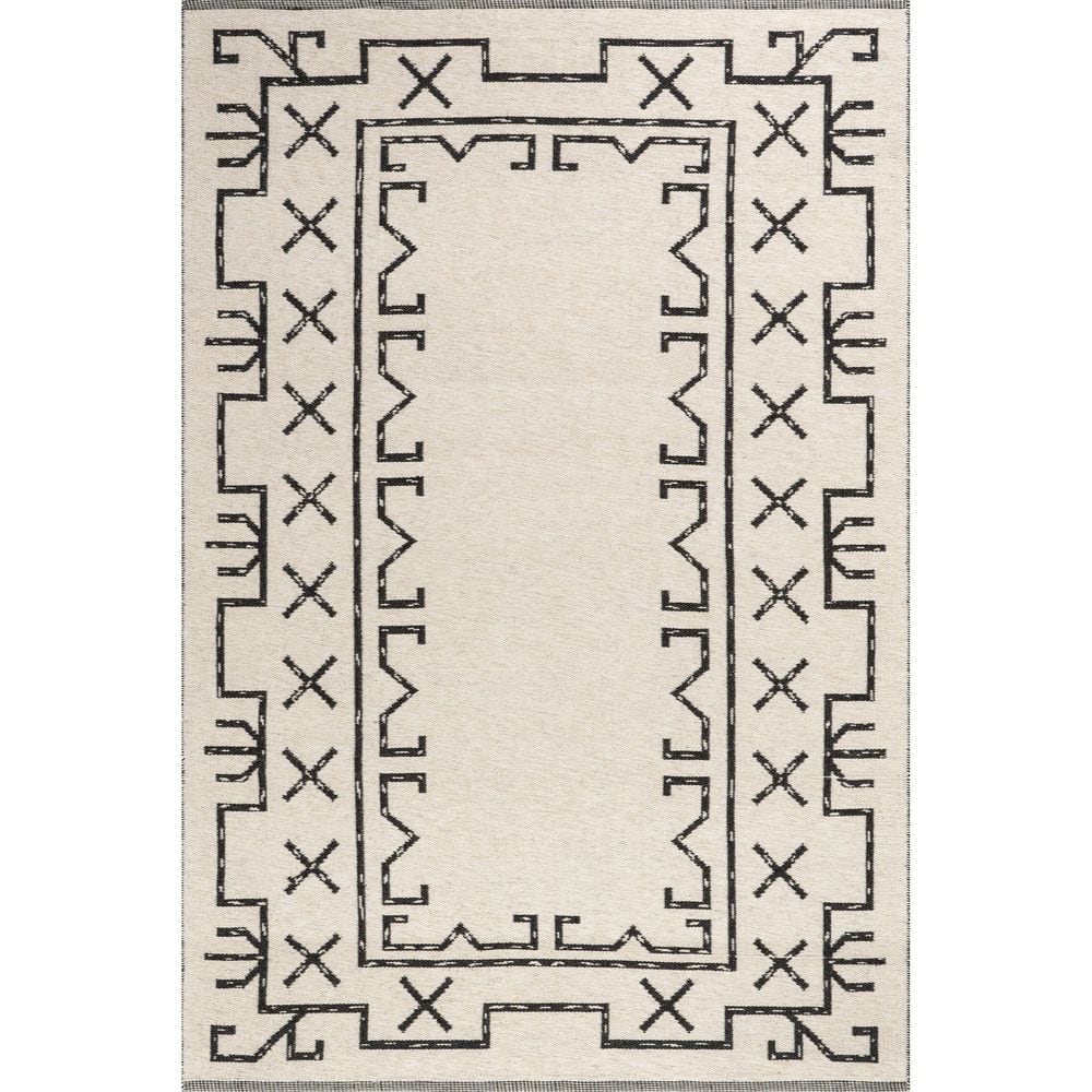 RUGS USA June Geometric Reversible Wool Ivory 10 ft. x 14 ft. Indoor ...