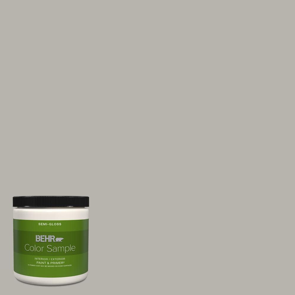 BEHR PREMIUM PLUS 8 oz. #PPU24-11 Greige Semi-Gloss Interior/Exterior ...