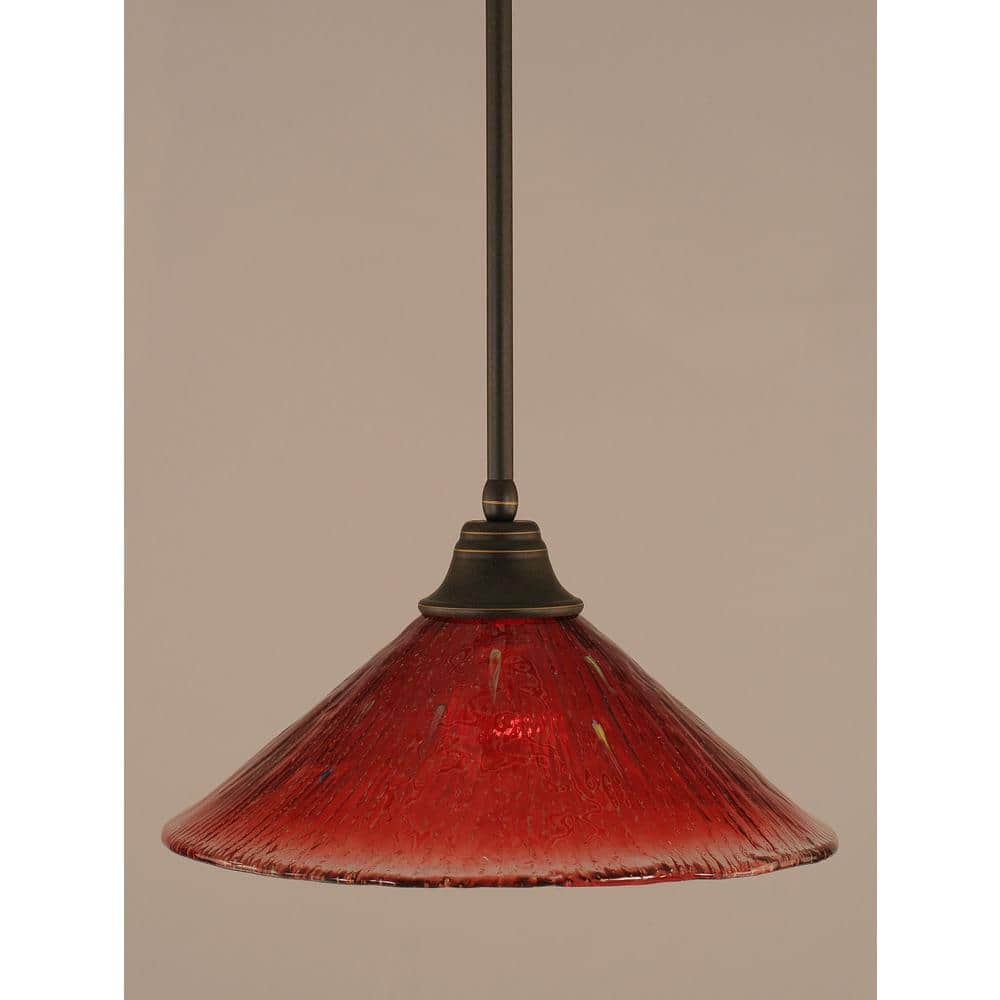 Sparta 100-Watt 1-Light Dark Granite Bowl Mini Pendant Light with Glass ...