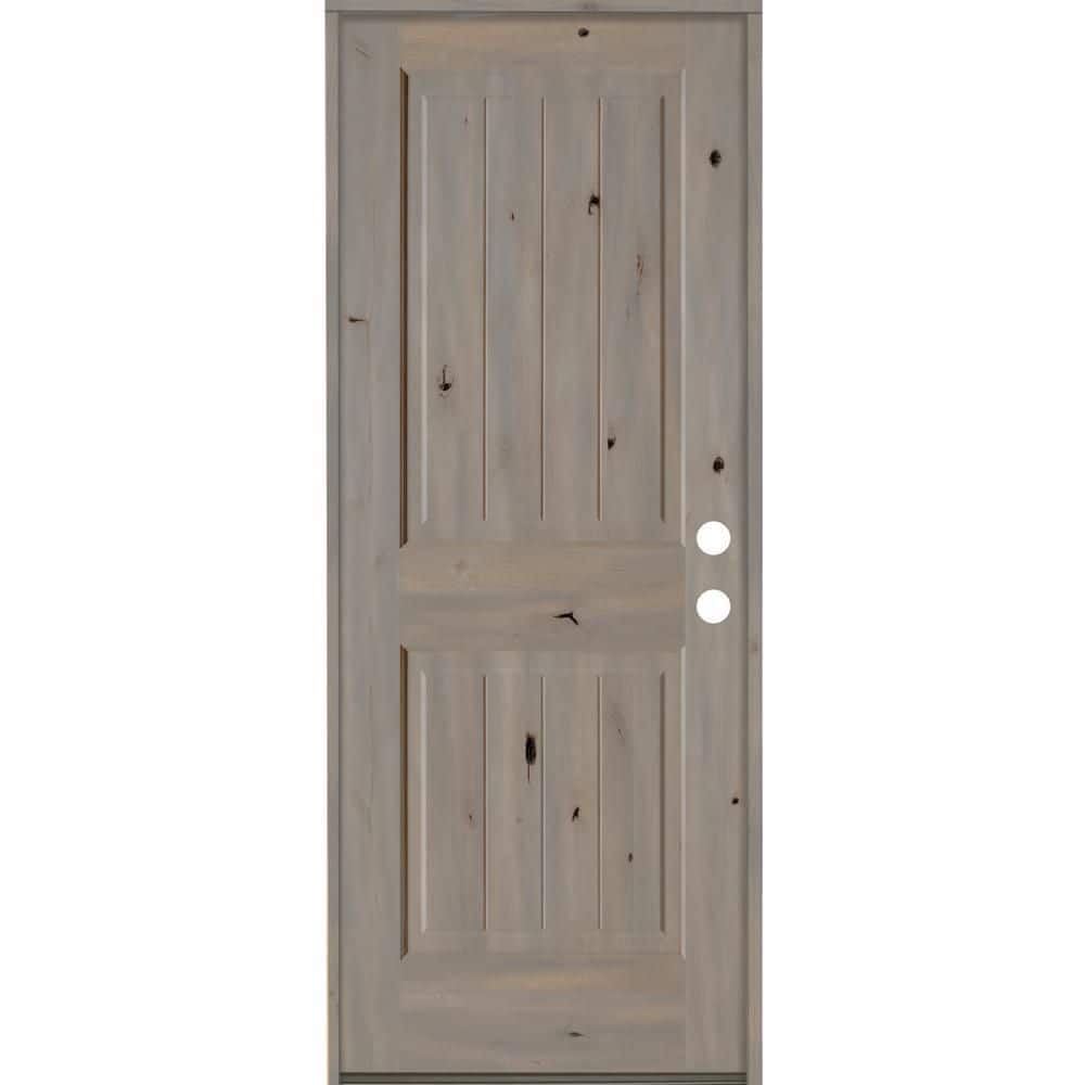 Krosswood Doors 32 in. x 80 in. Rustic Knotty Alder Square Top V ...