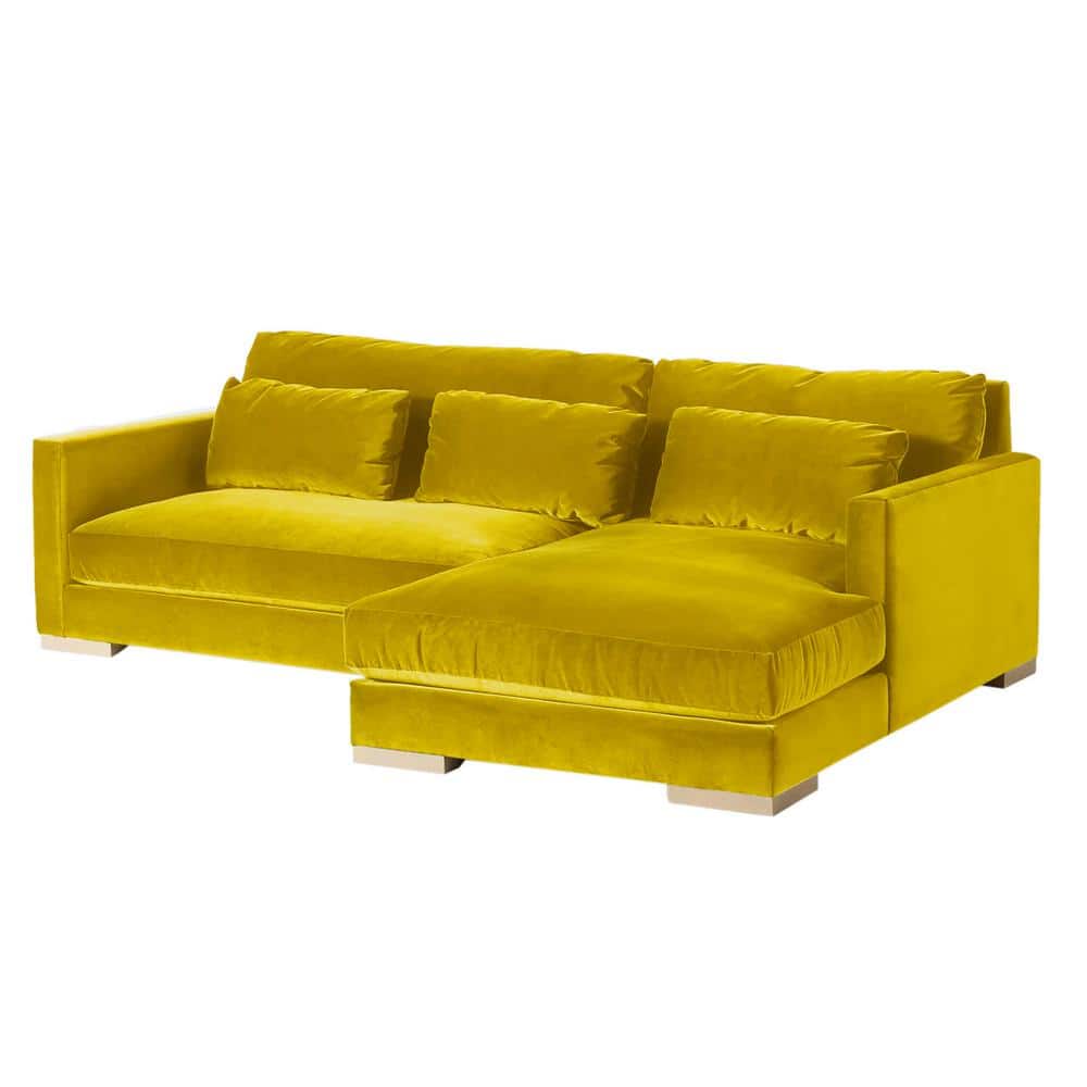 Monland 104 in. Modern Square Arm Velvet Upholstered L-Shaped Oversize Deep-Seated Chaise ...