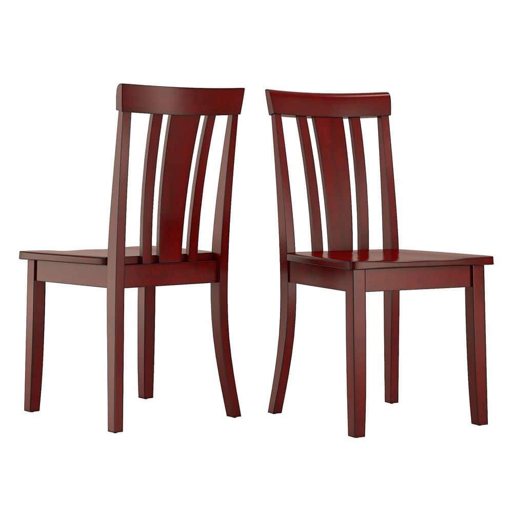 HomeSullivan Antique Berry Red Slat Back Wood Dining Chairs (Set of 2 ...