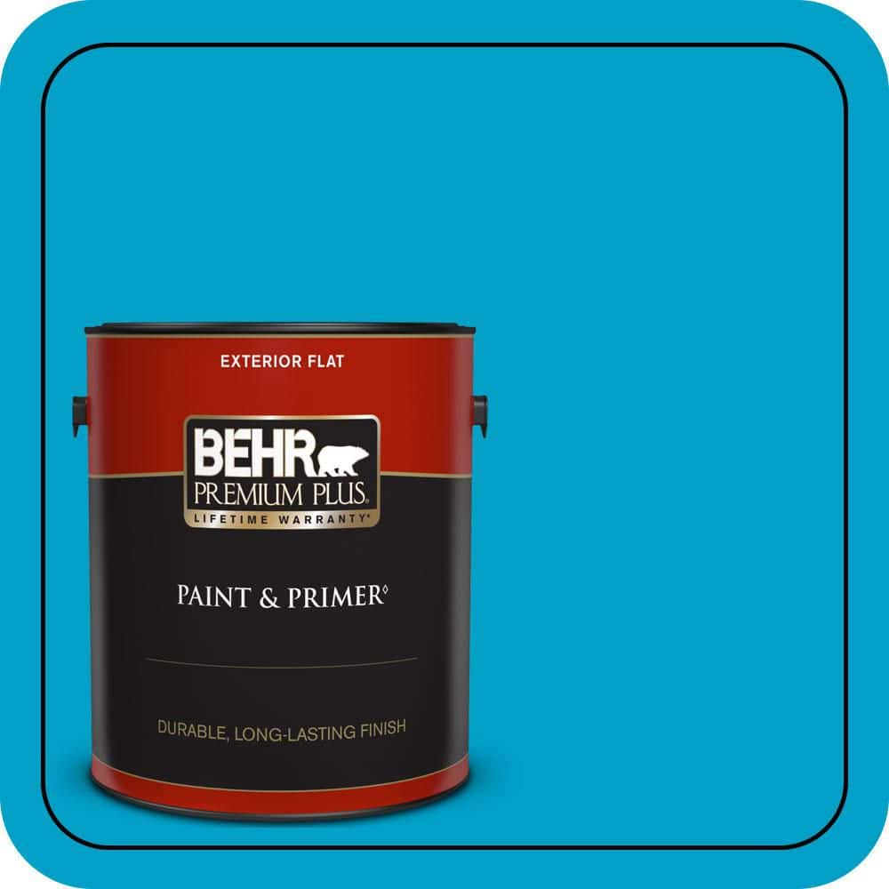 BEHR PREMIUM PLUS 1 gal. #P490-5 Yucatan Flat Exterior Paint & Primer ...