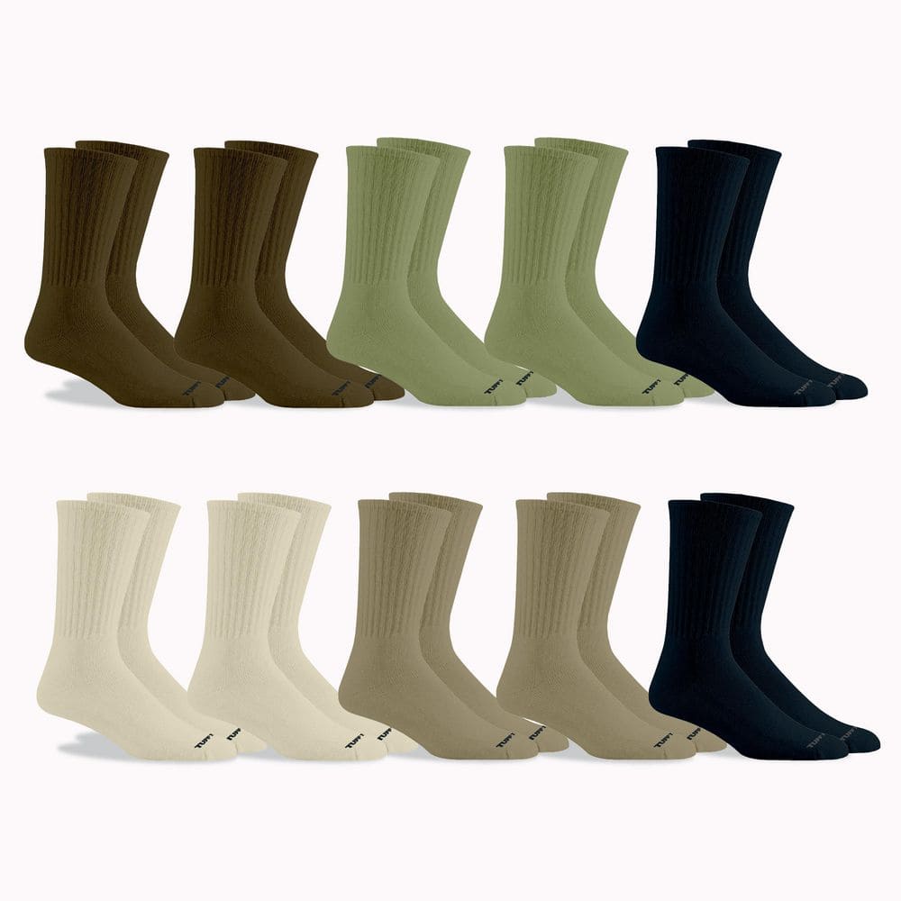 TUFF TREK Men's 6-12 Assorted Color Cotton Blend Crew Work Sock (10 ...