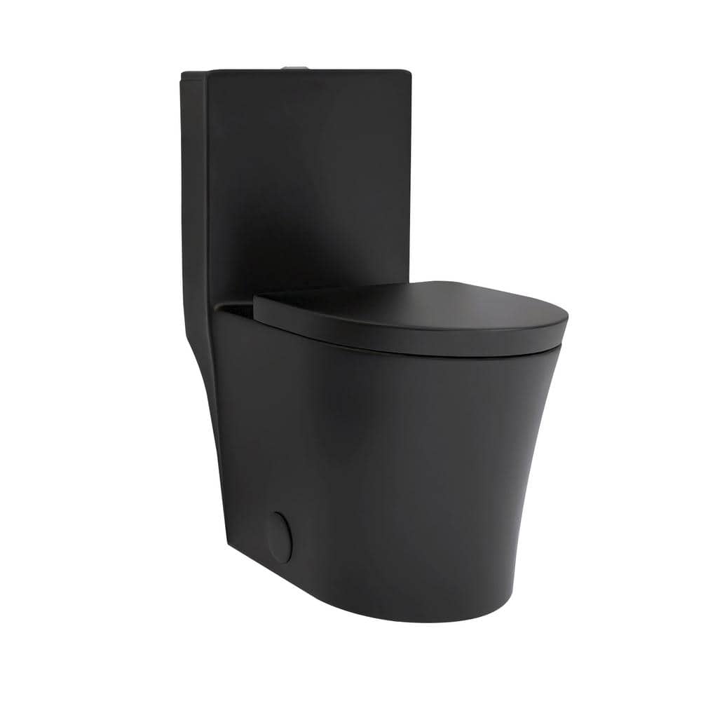 Tatayosi Matte Black Elongated 1-Piece Toilet, Dual Flush 1.1 Half ...
