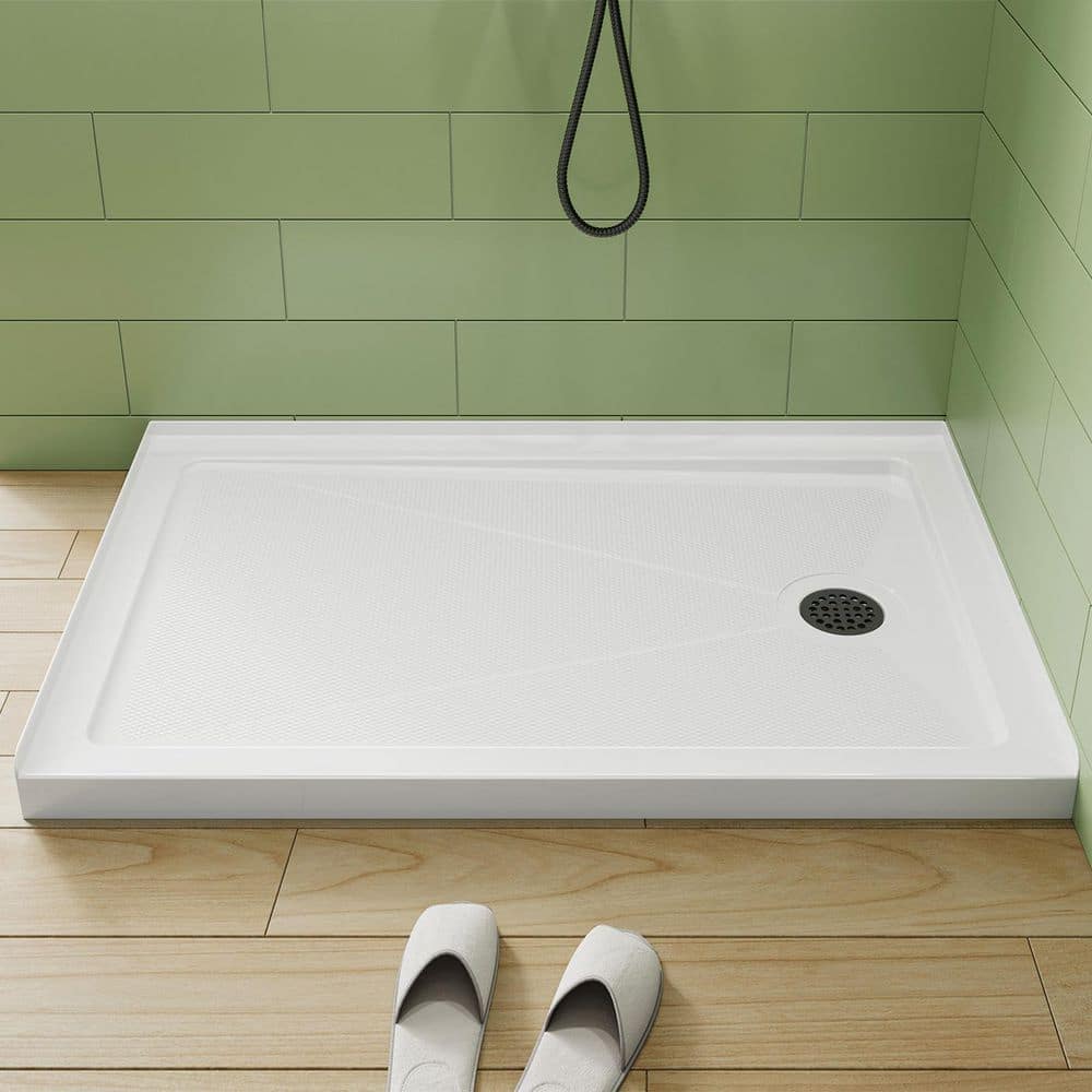 HOROW 48 in. L x 32 in. W Alcove Shower Pan Base with Right Drain ...
