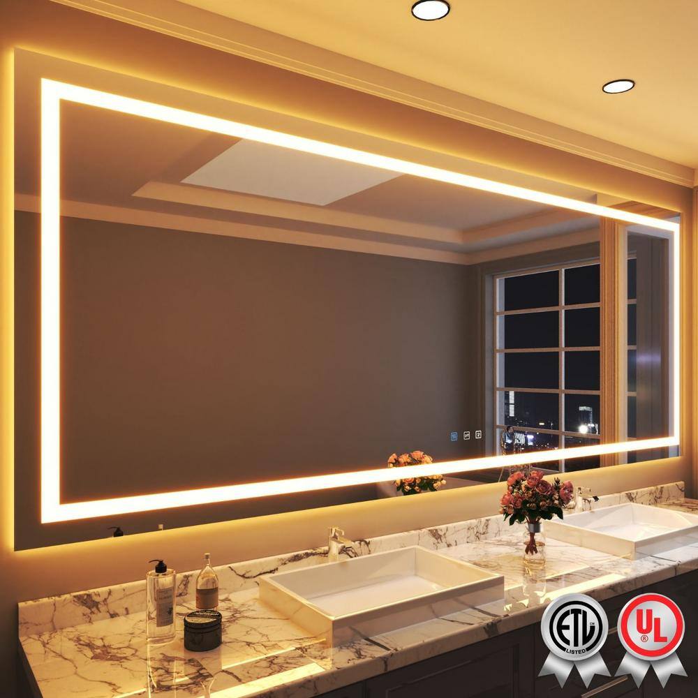 waterpar 118 in. W x 48 in. H Rectangular Frameless Wall Bathroom ...