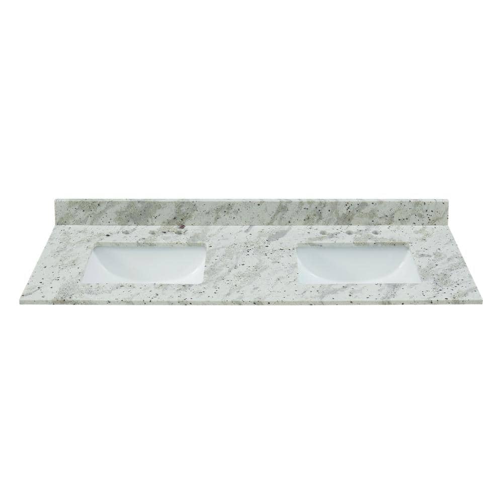 TILE & TOP 61 in. W x 22 in. D x .75 H Granite Double Basin Vanity Top ...