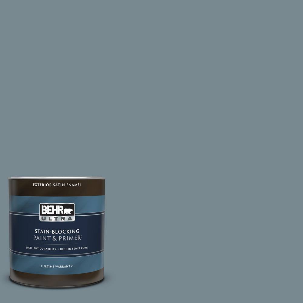 BEHR ULTRA 1 qt. #N470-5 Norwegian Blue Satin Enamel Exterior Paint ...