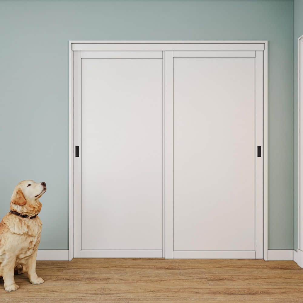 ARK DESIGN 72 in. x 80 in. Paneled 1-Lite White Finished MDF Muti ...