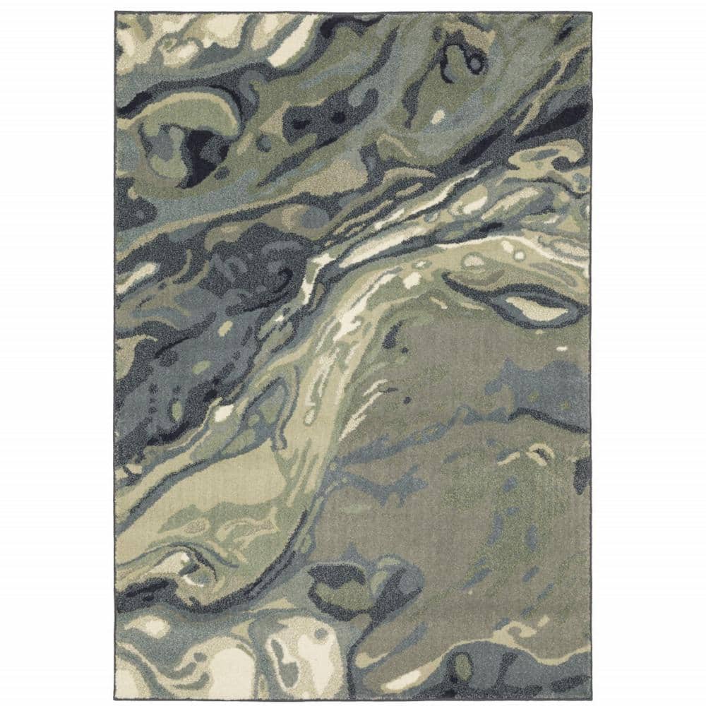 HomeRoots 2' x 3' ft. Green and Ivory Abstract Area Rug 2000509755 ...