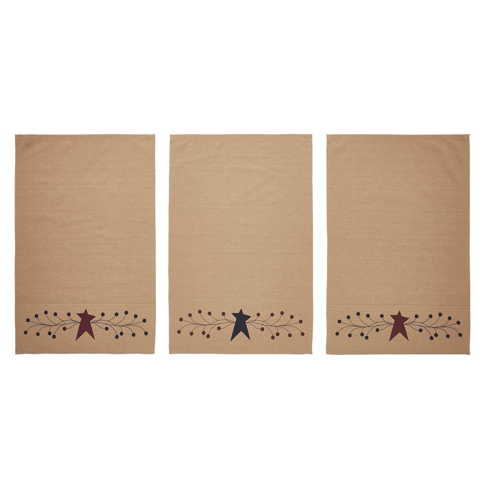 VHC BRANDS Pip Vinestar Tan Primitive Floral Cotton Kitchen Tea Towel ...
