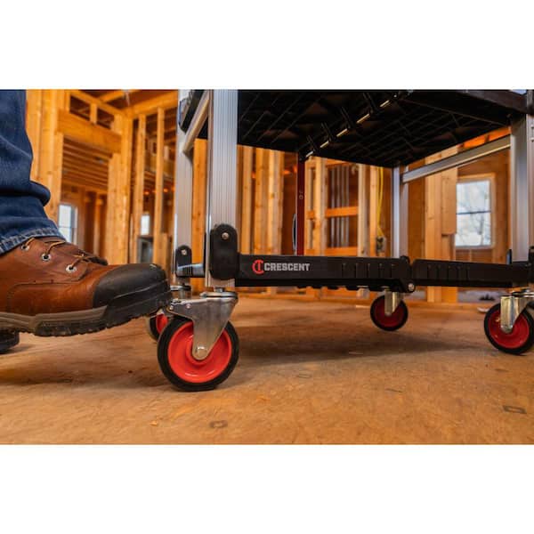 Crescent SITERUNNER 20 in. 3-Shelf Heavy Duty Folding Jobsite Cart with ...