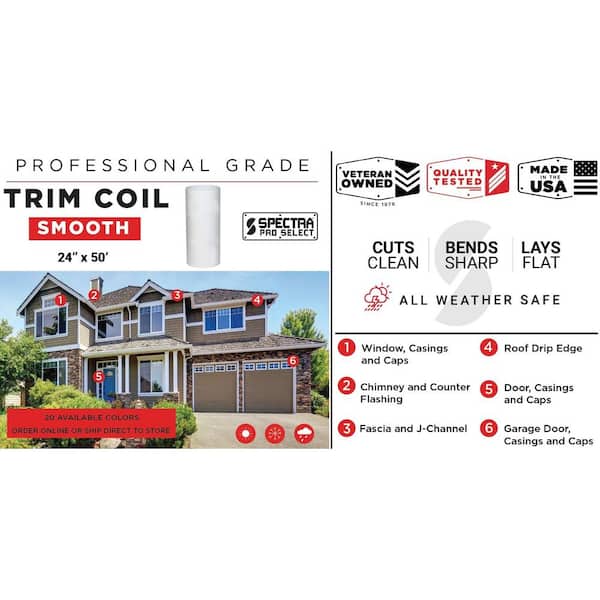 Spectra Pro Select 24 in. x 50 ft. White Aluminum Trim Coil RTC24W187 ...