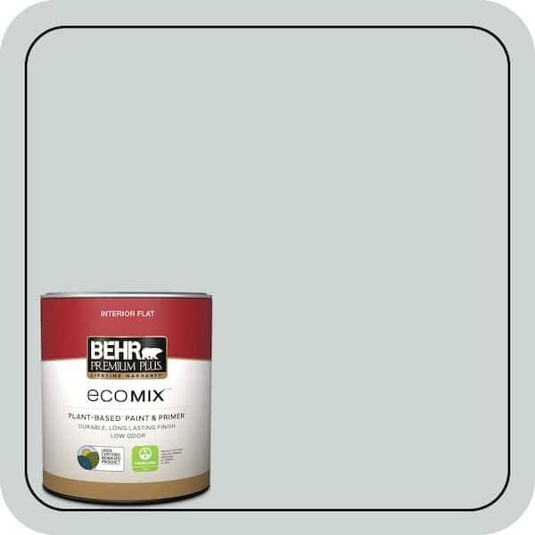 BEHR PREMIUM PLUS 1 qt. #ECC-34-1 Pacific Mist Flat EcoMix Plant-Based ...