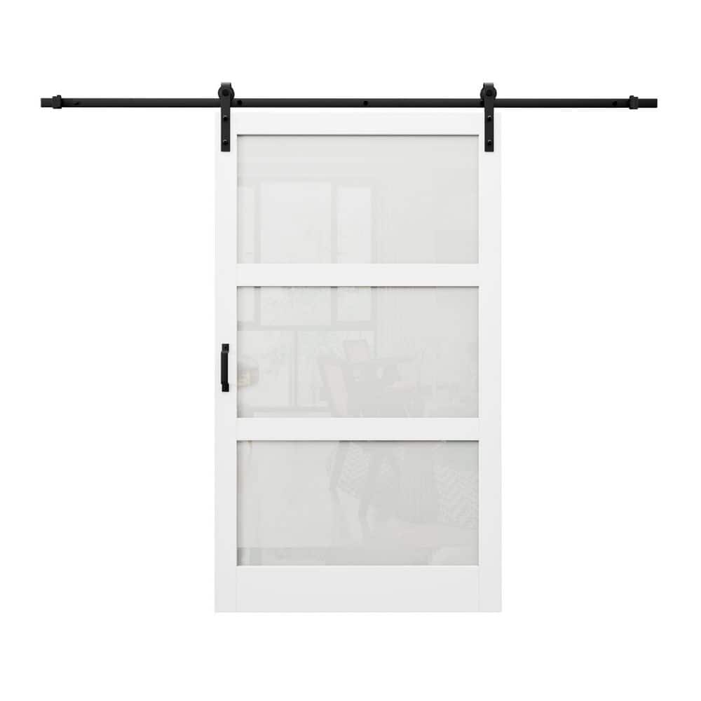 Reviews for ARK DESIGN 48 in. x 84 in. 3 Lite Frosted Glass White ...