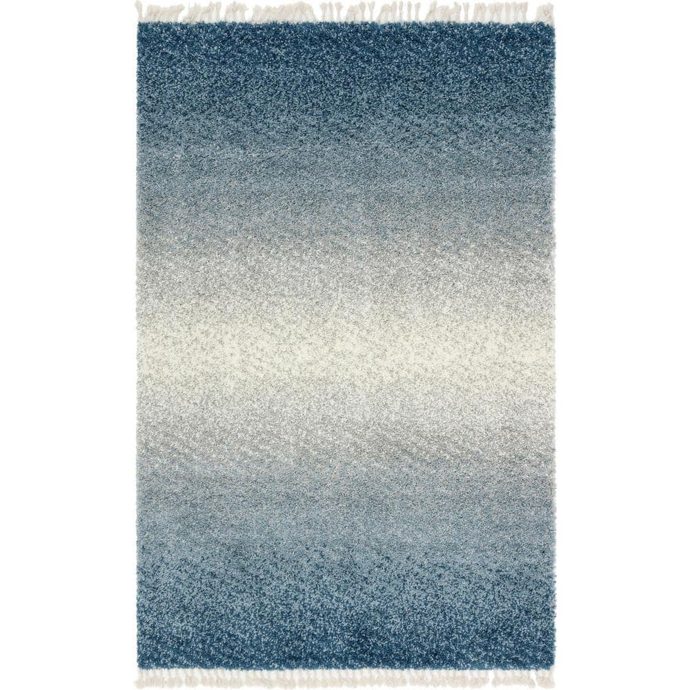 Unique Loom Hygge Shag Gradient Blue 4 ft. x 6 ft. Area Rug 3144002 ...