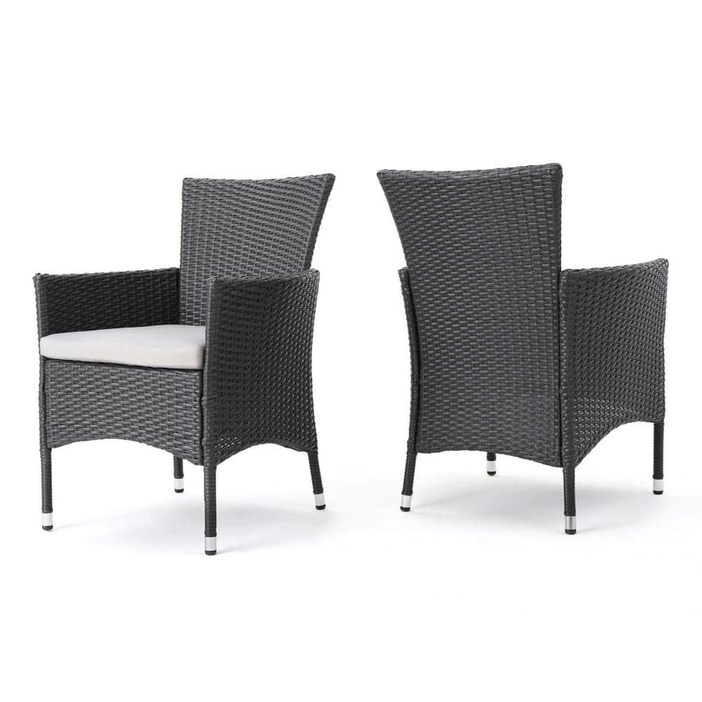 Tunearary 2-Piece Wicker Contemporary Outdoor Dining Chairs with Light ...