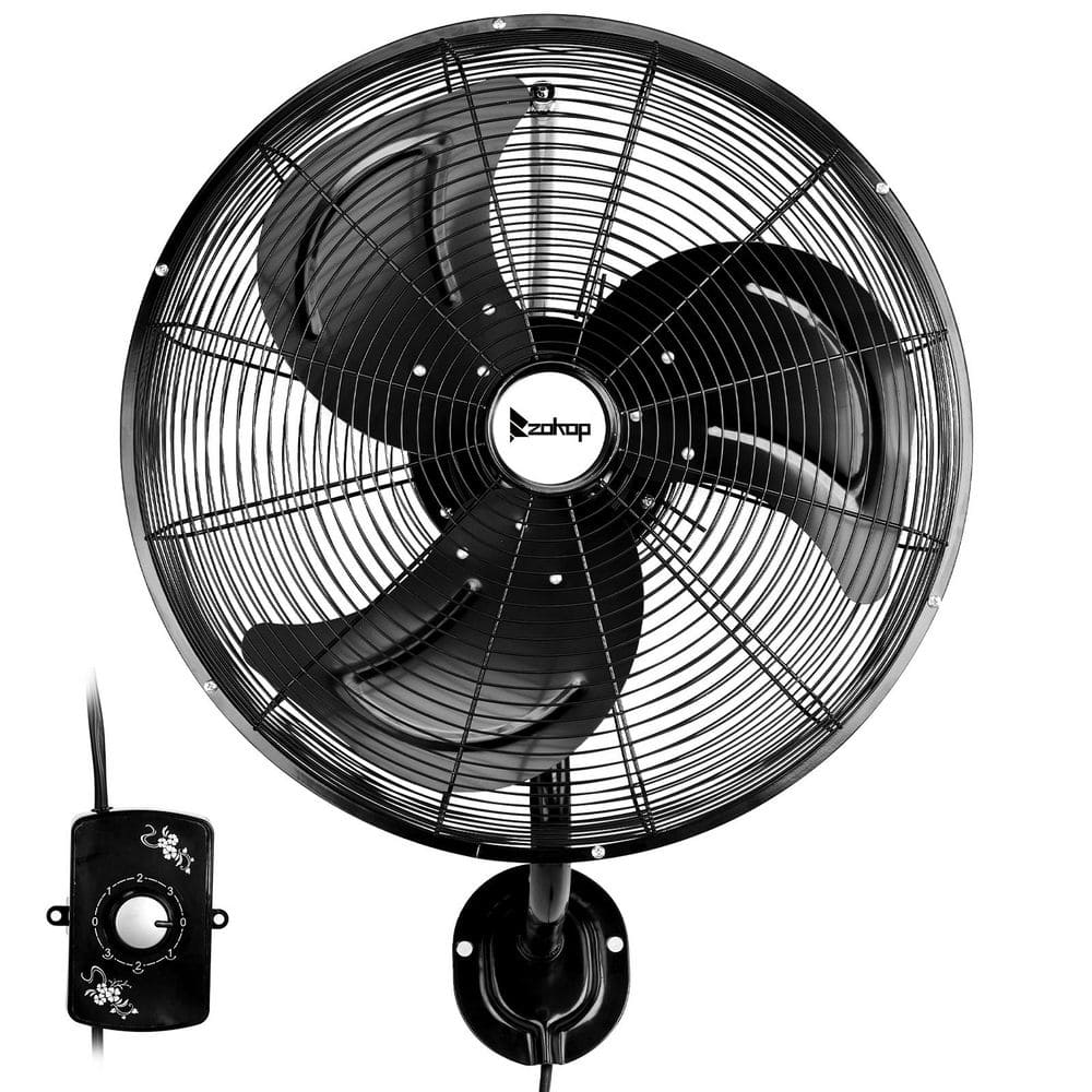 Karl home 18 in. 3-Speed Black Indoor/Outdoor Wall Mount Fan ...