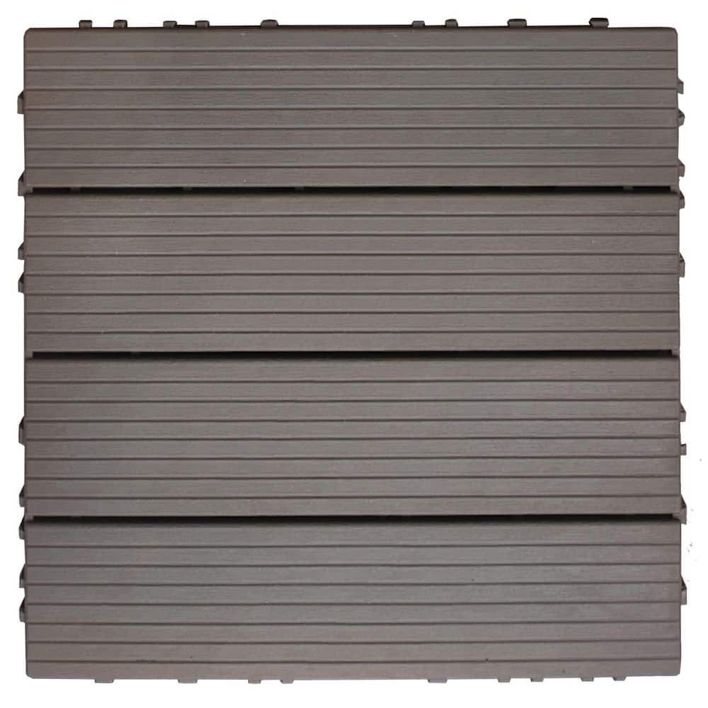 cadeninc 11.8 in. x 11.8 in. Square Plastic Composite Deck Tiles Floor ...