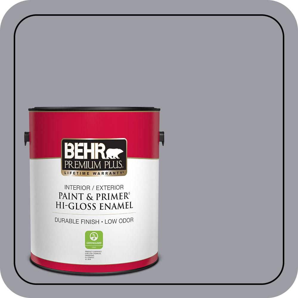 BEHR PREMIUM PLUS 1 gal. #BNC-09 Heather Gray Hi-Gloss Enamel Interior ...