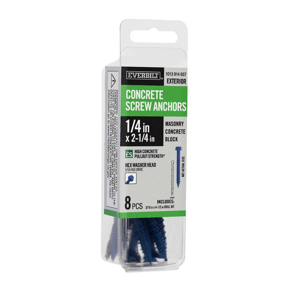 Reviews for Everbilt 1/4 in. x 2-1/4 in. Hex-Head Concrete Anchors Blue ...