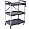 Kahomvis 3-Layers Folding Collapsible Plastic Service Cart with Metal ...