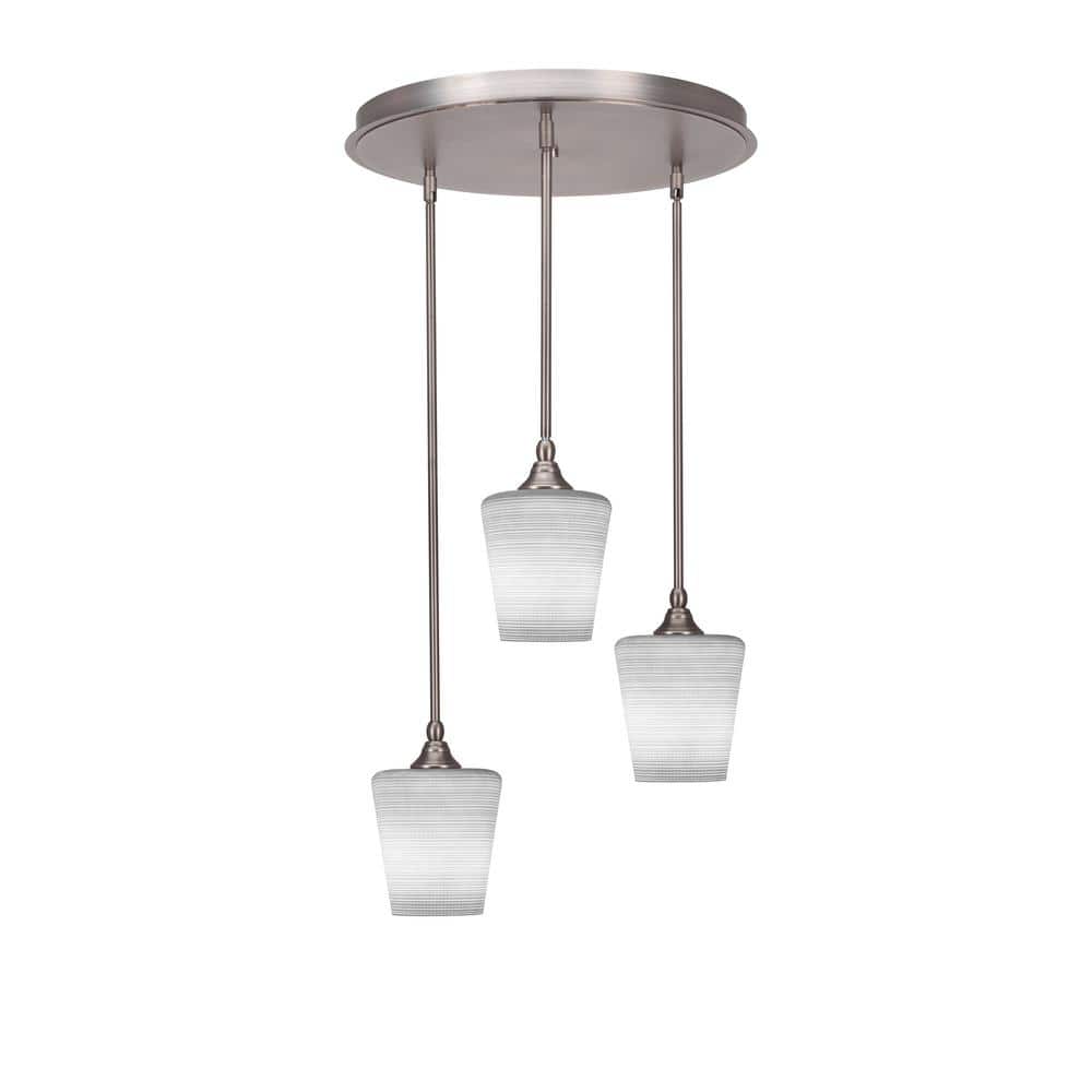 Villa 3 Light Brushed Nickel, Cluster Pendant Light with 6 in. White ...