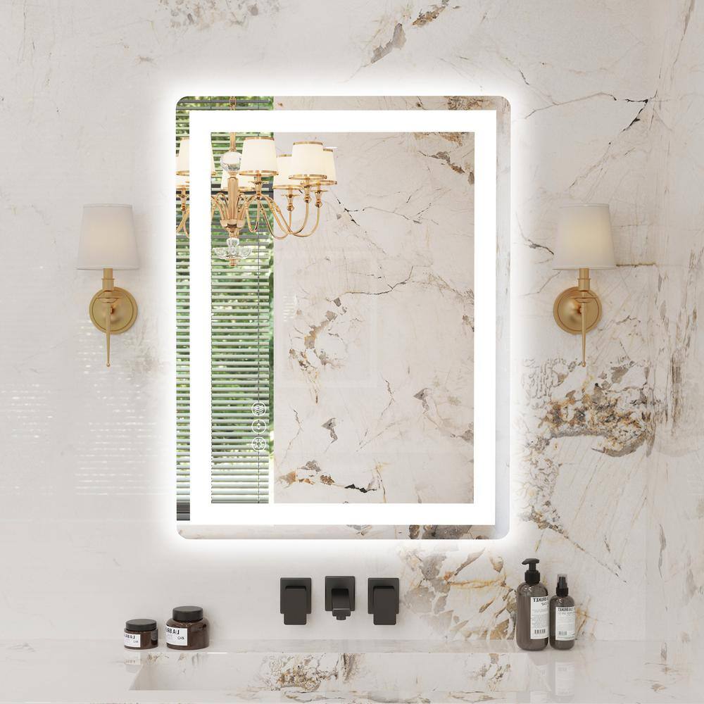 Hpeytaire 24 in. W x 32 in. H Rectangular Rounded corner Frameless Anti ...