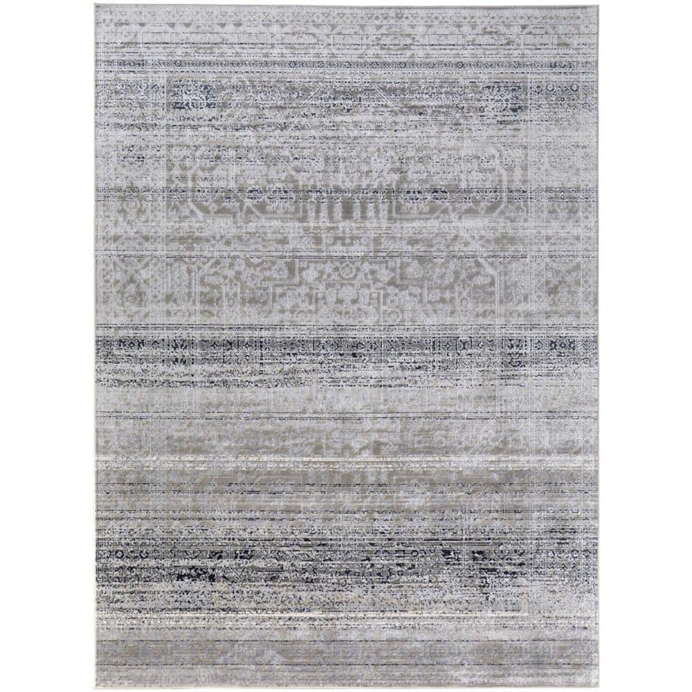HomeRoots 8 ft. x 10 ft. Black, Gray Abstract Area Rug 2000567369 - The ...