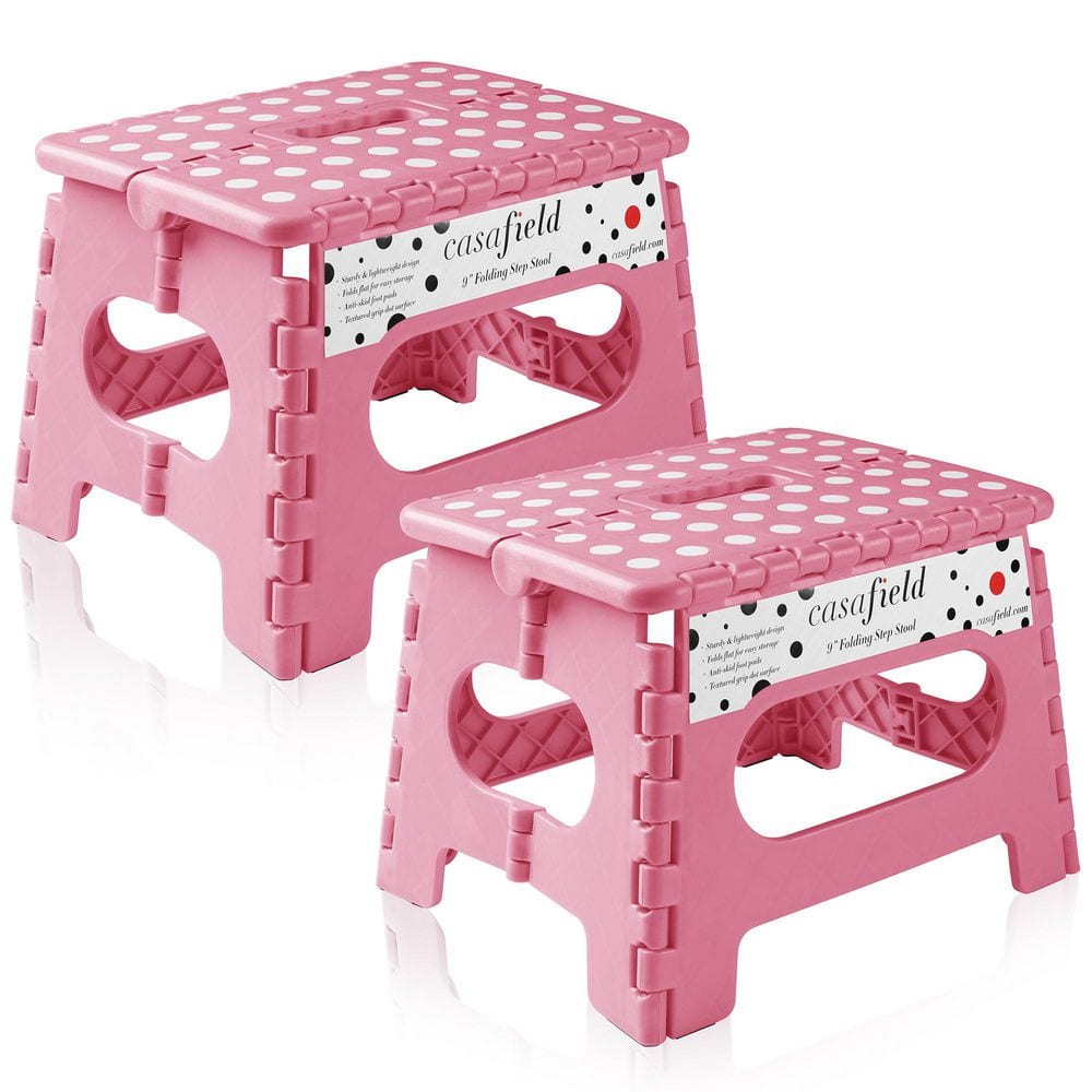 Casafield 1-Step 9 in. Pink Plastic Step Stool, (1.75 ft. Reach Height ...
