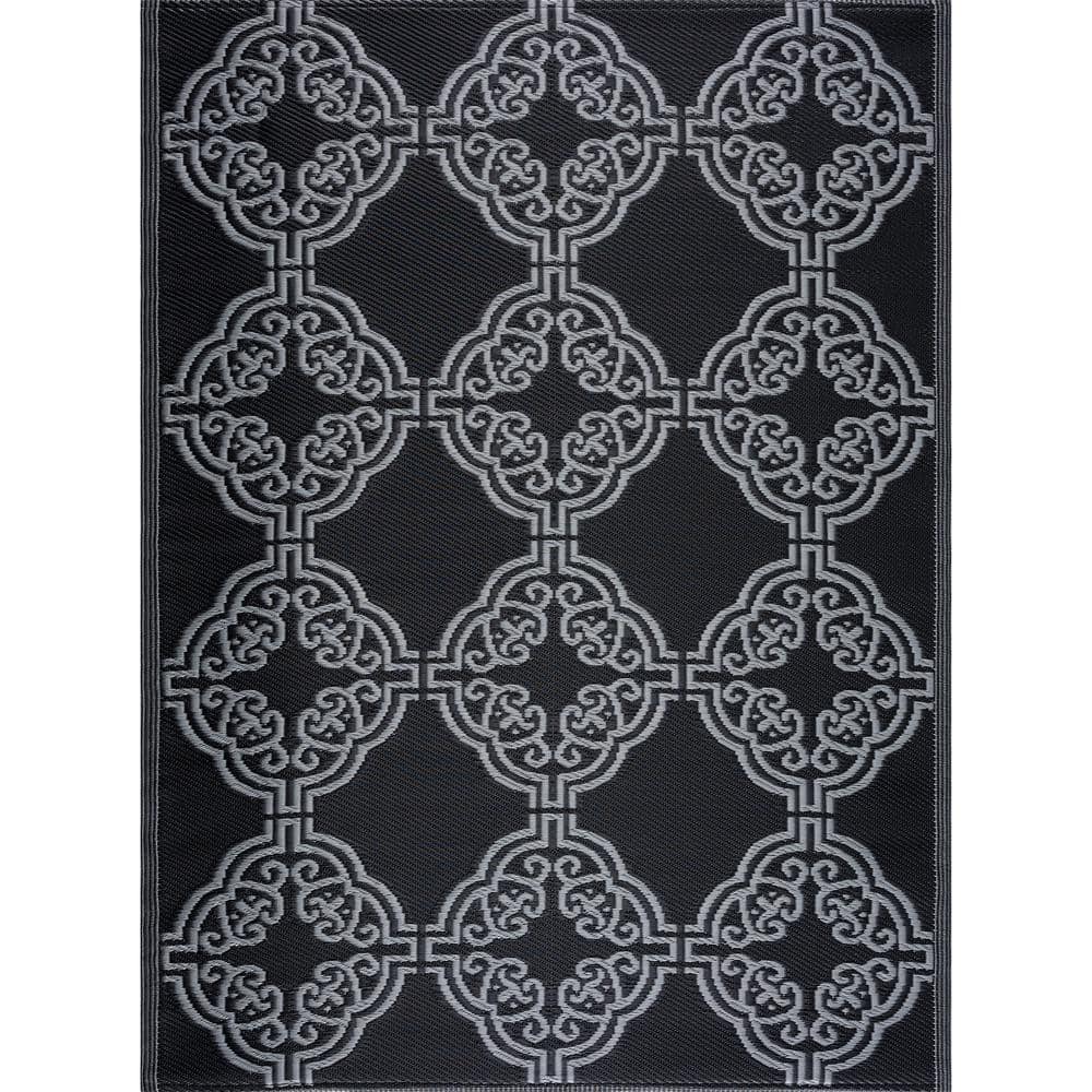 PLAYA RUG Marrakech Black Gray 5 ft. x 7 ft. Reversible Recycled ...