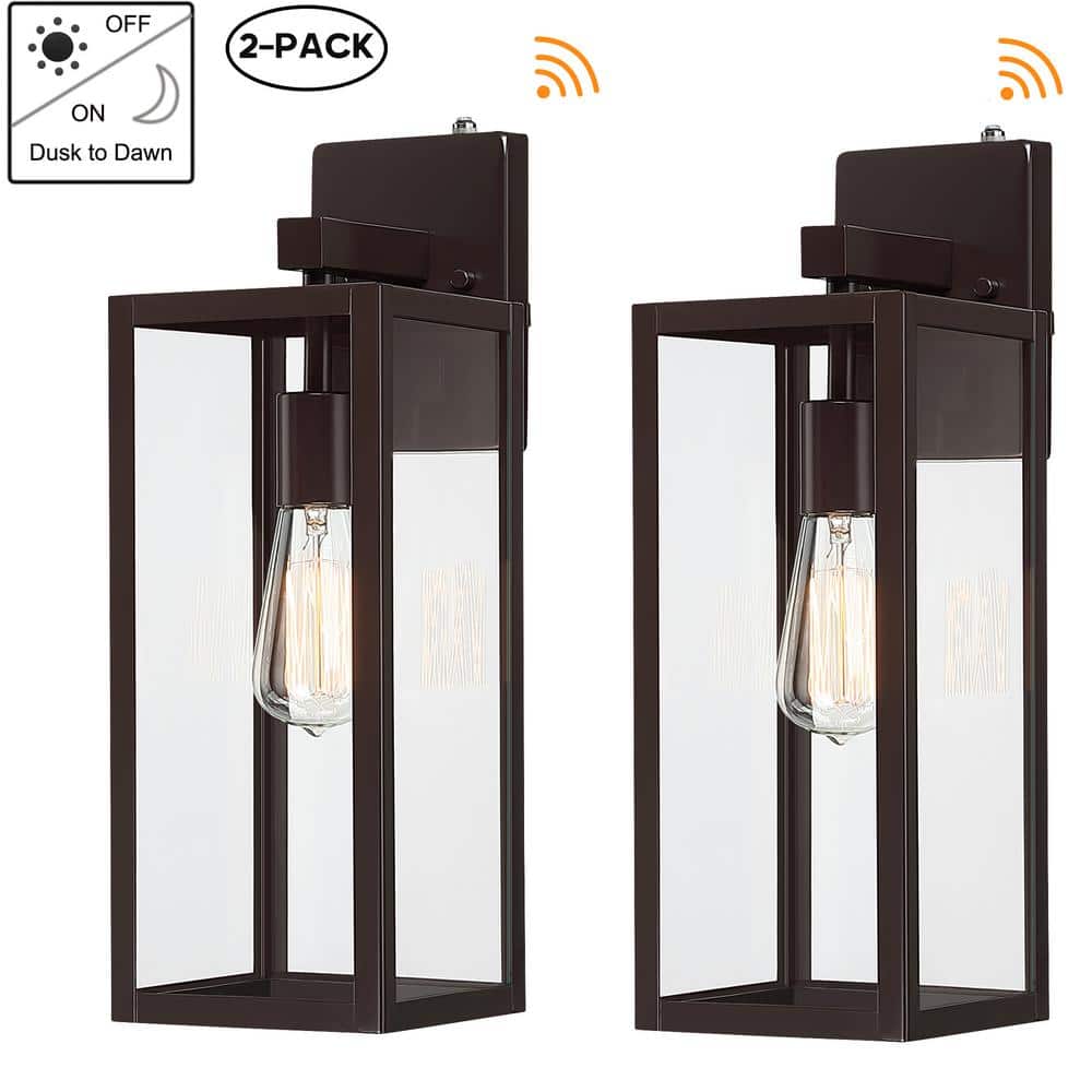 Hukoro Martin 17.5 in. 1-Light Bronze Hardwired Outdoor Wall Lantern ...