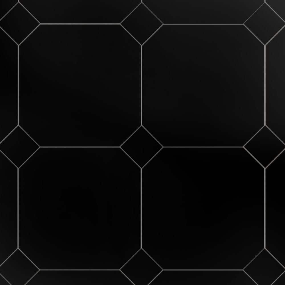 Merola Tile Monocolor Octagon Nero with Taco Nero 12 in. x 12 in ...