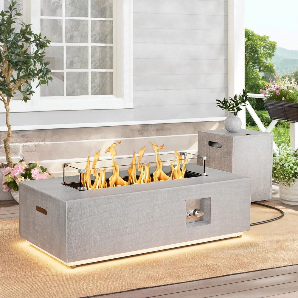 eVita 42 in. 50,000 BTU Propane Fire Pit Table Rectangle Outdoor ...