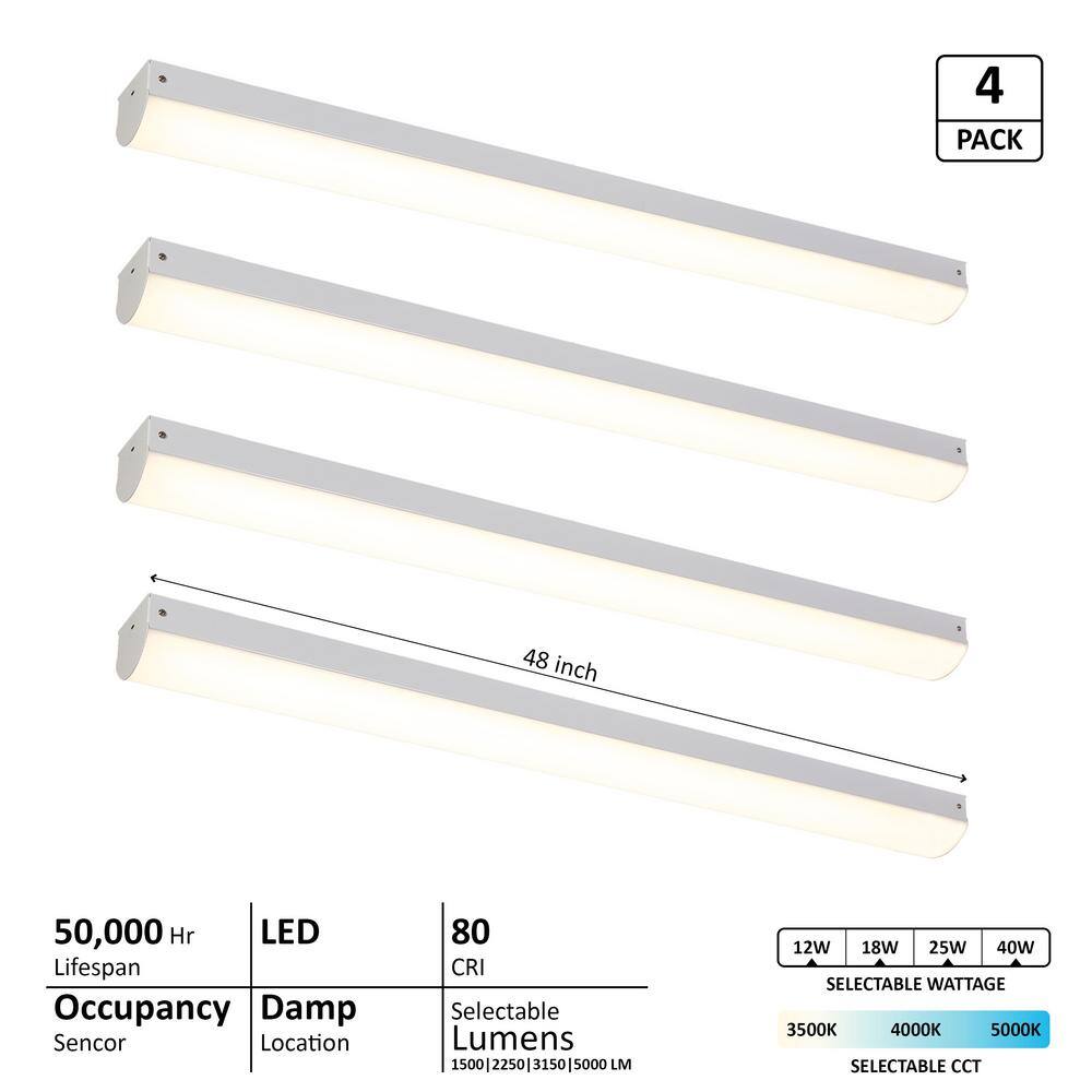 LNC 4 ft. Adjustable Lumen Integrated LED White Strip Light Selectable ...