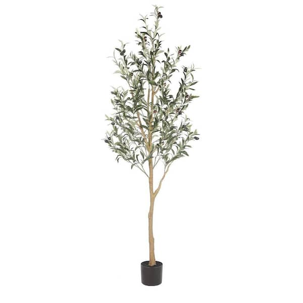 6 ft. Artificial Olive Tree in Pot, Tall Faux Olive Tree Plants Floor ...