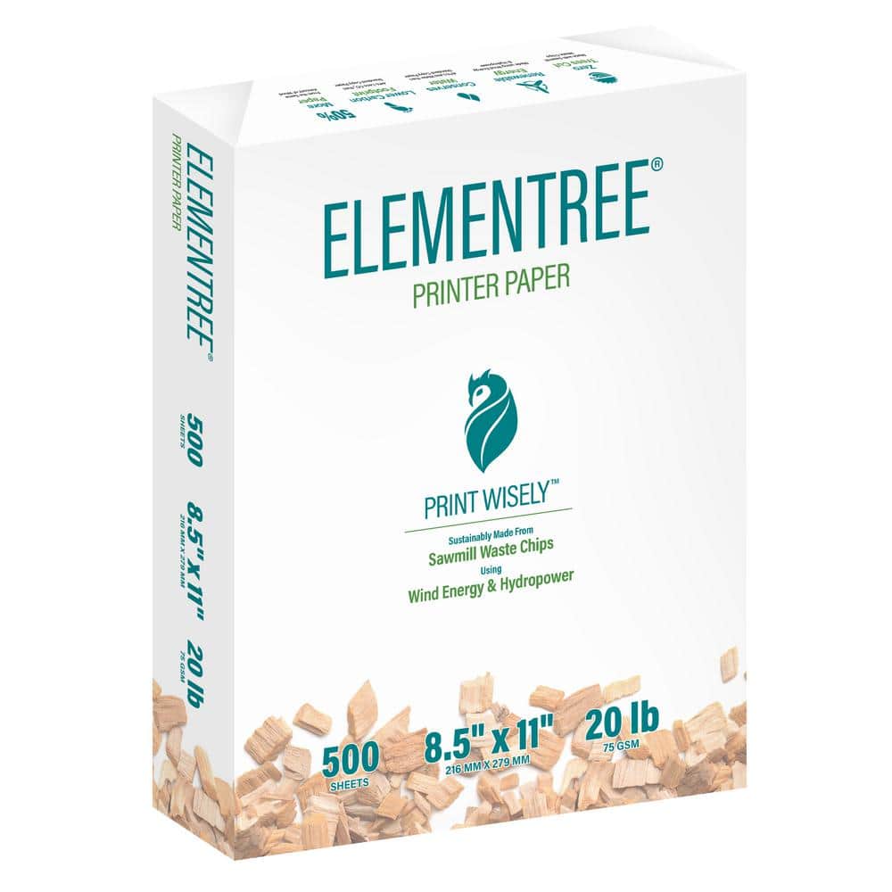 ELEMENTREE Printer Paper, Sustainable, 8.5 x 11, White, 20 lbs. Printer ...