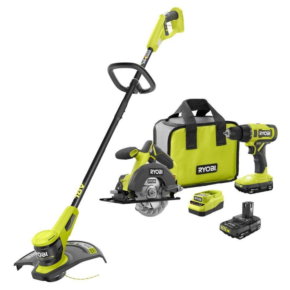RYOBI ONE+ 18V Cordless 2-Tool Combo Kit with (2) 1.5 Ah Batteries ...