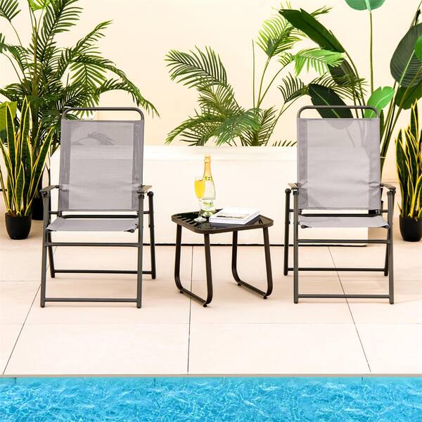 Costway set of 2 patio folding sling back camping deck chairs store