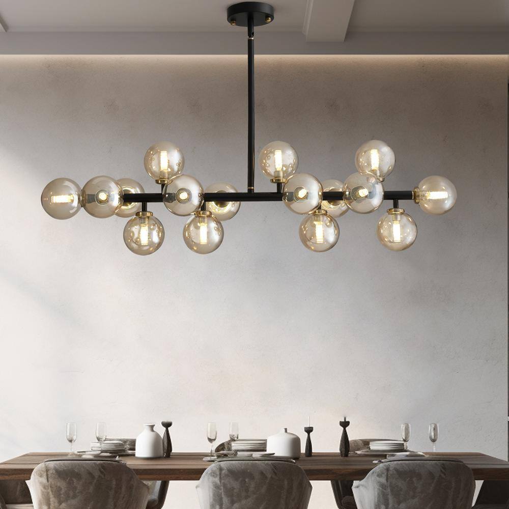 Reviews for SILJOY 16-Light Amber Globe Sputnik Chandelier Black ...