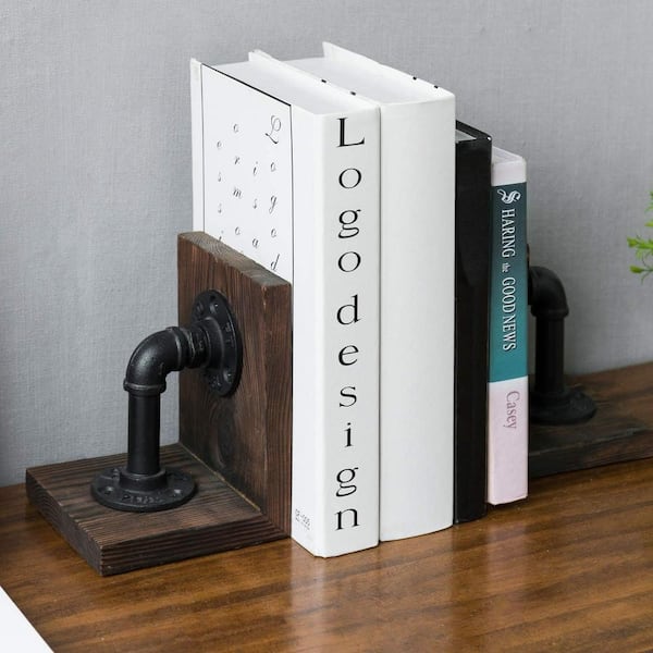 Rustic Wood Bookends