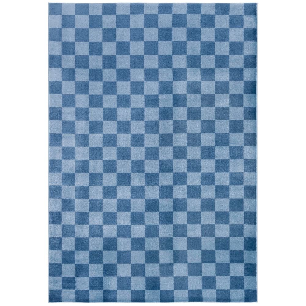 SAFAVIEH Groove 8 ft. x 10 ft. Blue/Light Blue Checkered Area Rug ...