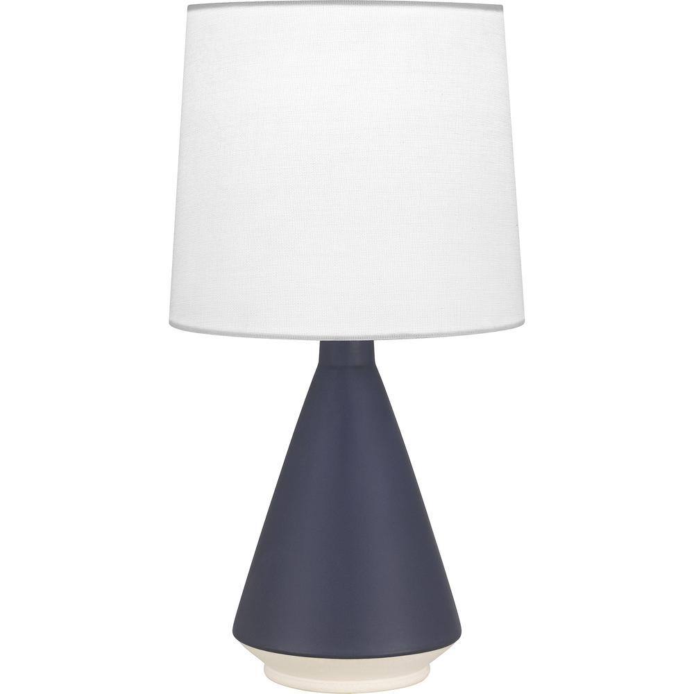 Hampton Bay 15.125 in. Navy Ceramic Table Lamp with White Fabric Shade ...
