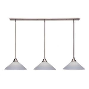 Livingston 100-Watt 3 Light Brushed Nickel Linear Pendant Light with 16 ...