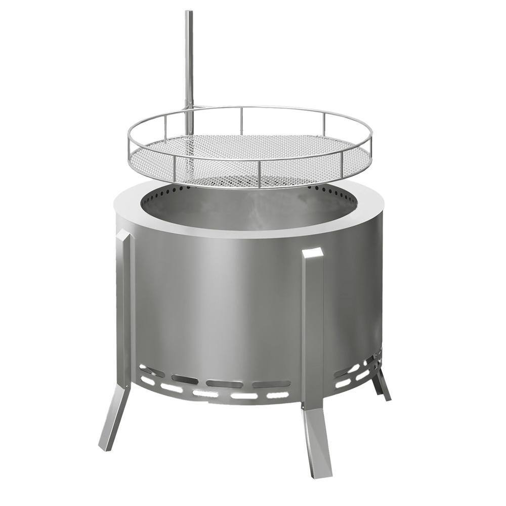 ToolCat Round 2-in-1 Smokeless BBQ Grill Portable Wood Burning Fire Pit ...